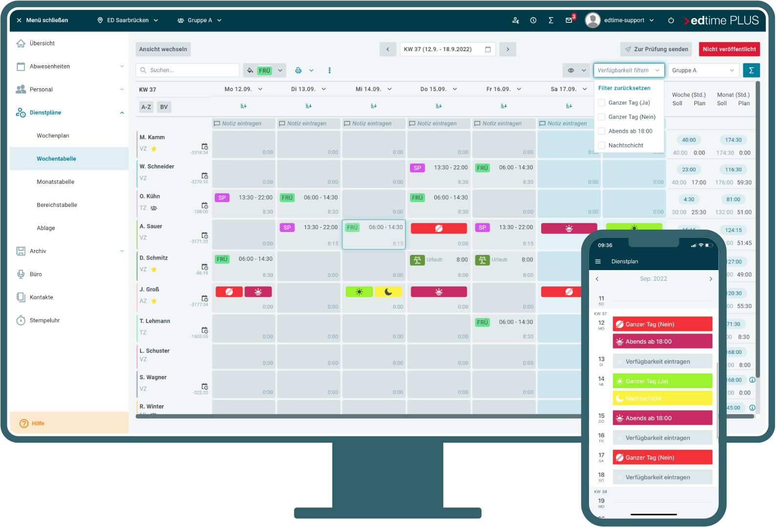 edtime - Zeiterfassung und Personaleinsatzplanung - einfach sicher